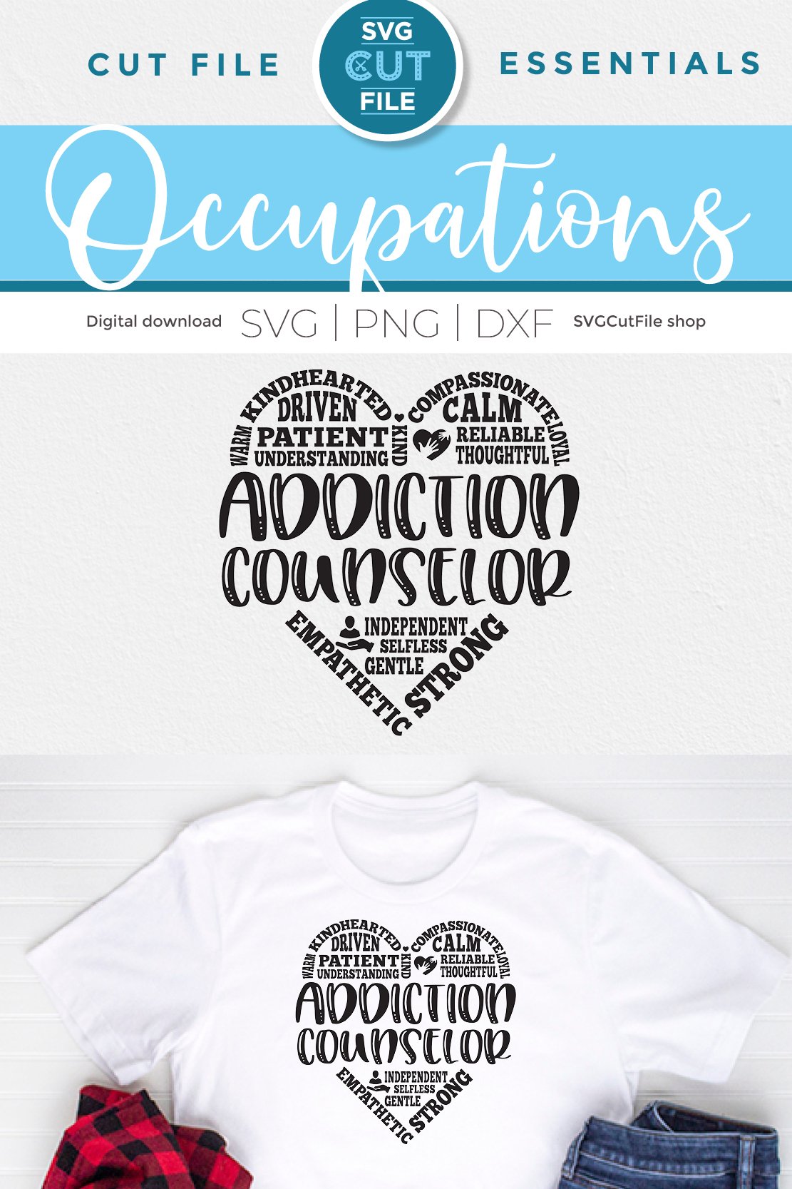 Addiction Counselor SVG with heart