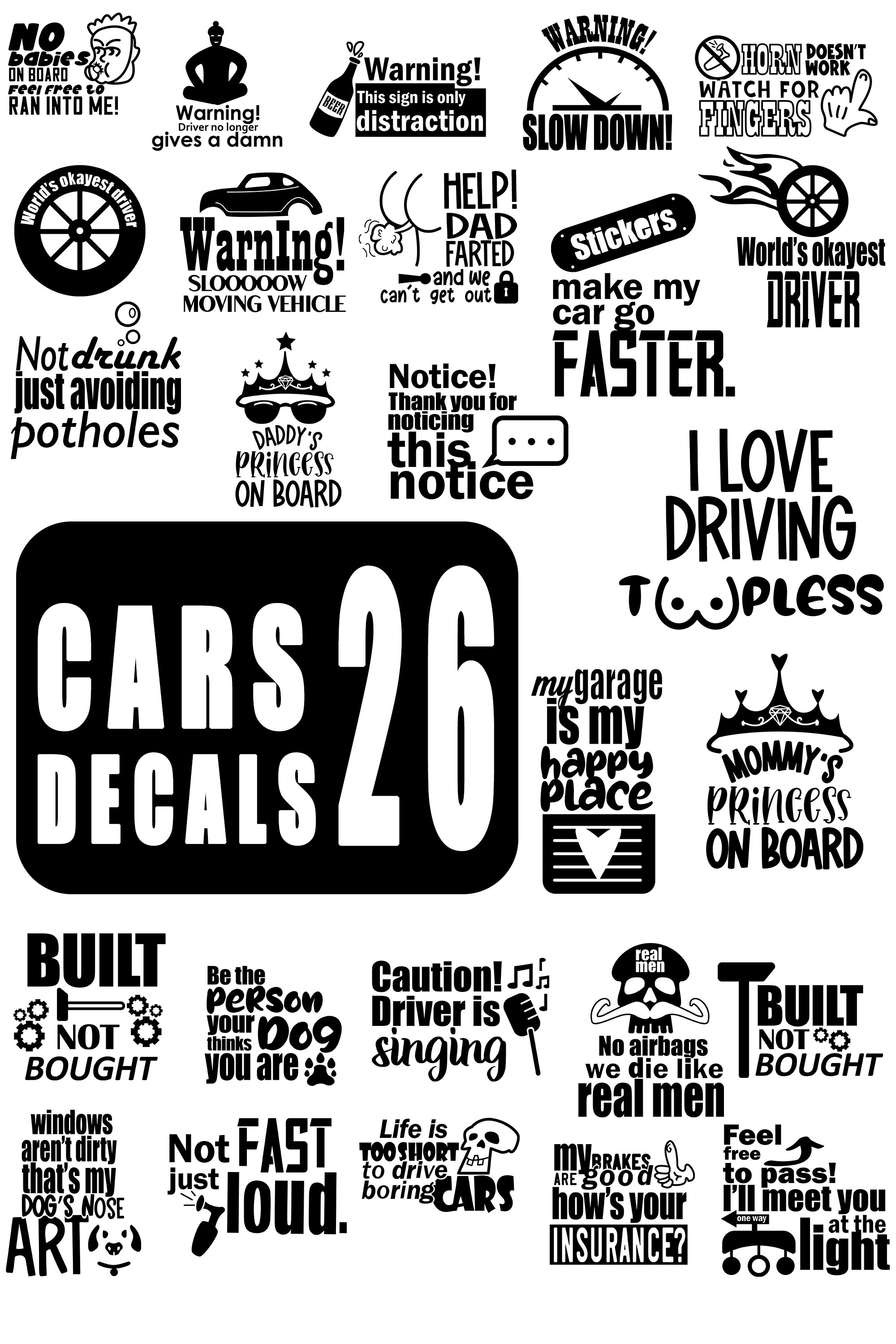 Car decals svg bundle | 26 car stickers | Fathers day