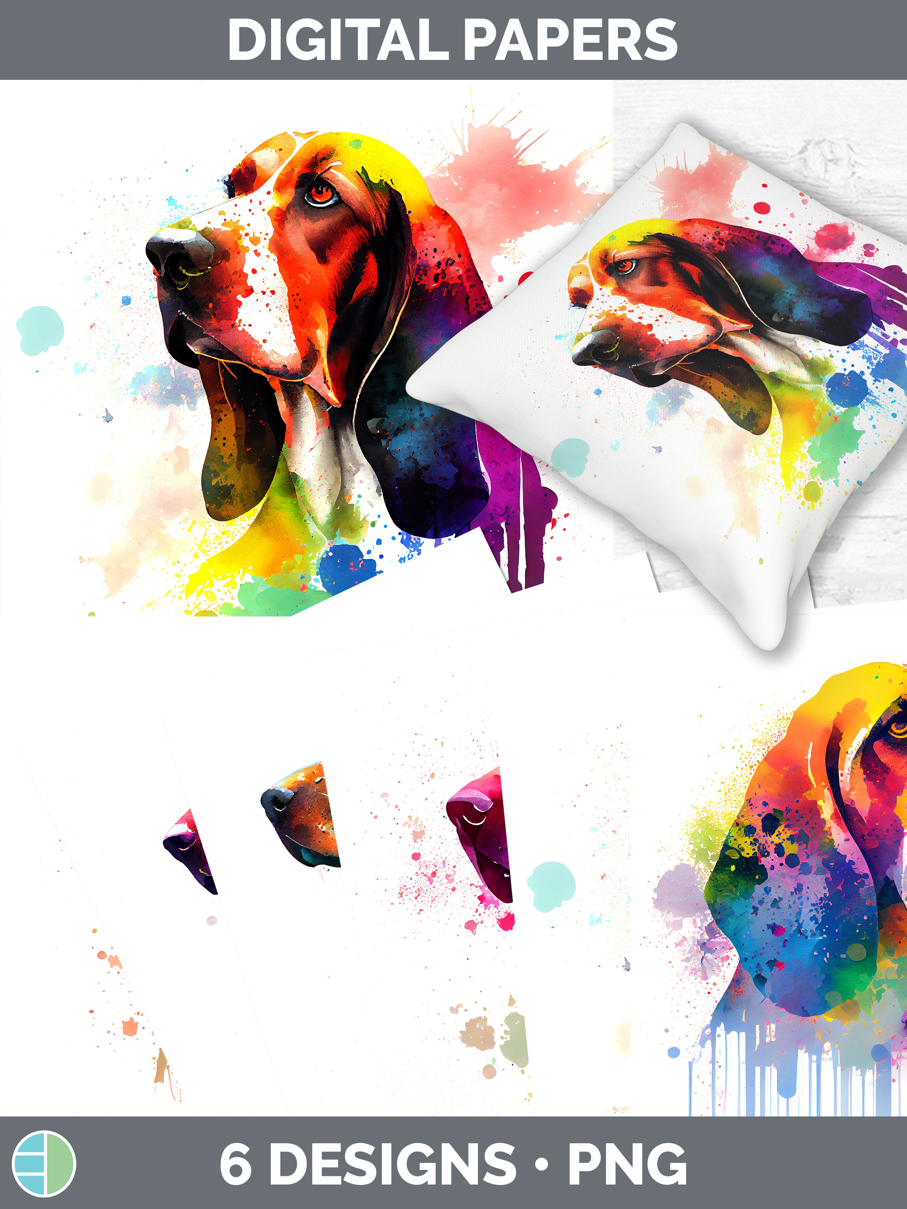 Rainbow English Coonhound Dog Paper Backgrounds | Digital Sc