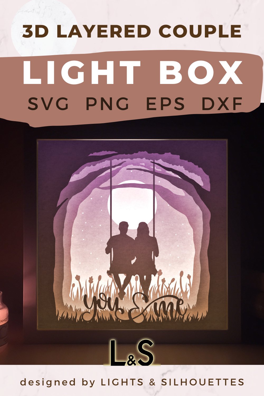 Layered Couple Shadow Box Template | 3D Love Light Box