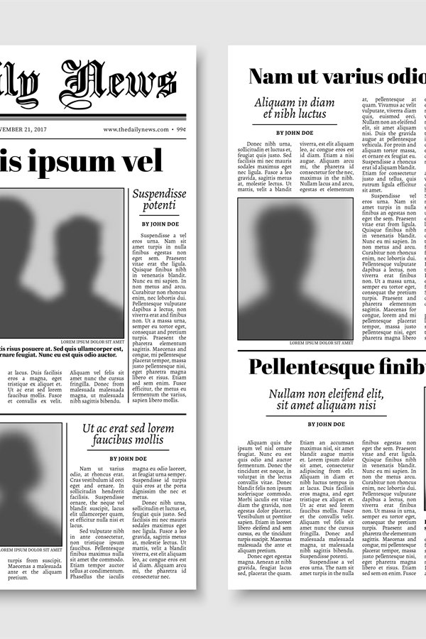 Paper tabloid newspaper vector layout. Editorial news templa