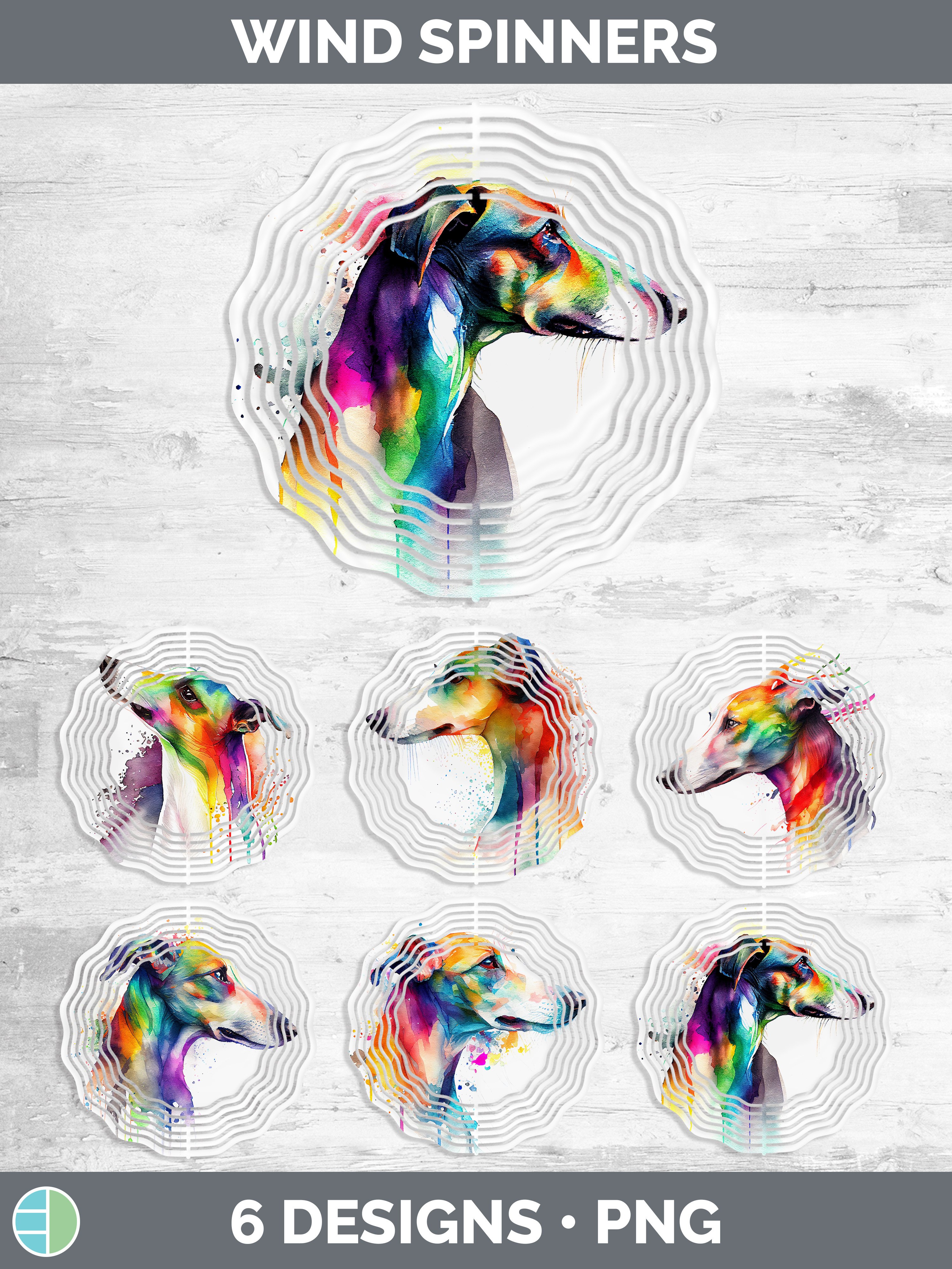 Rainbow Greyhound Wind Spinner | Sublimation SpinnerDesigns