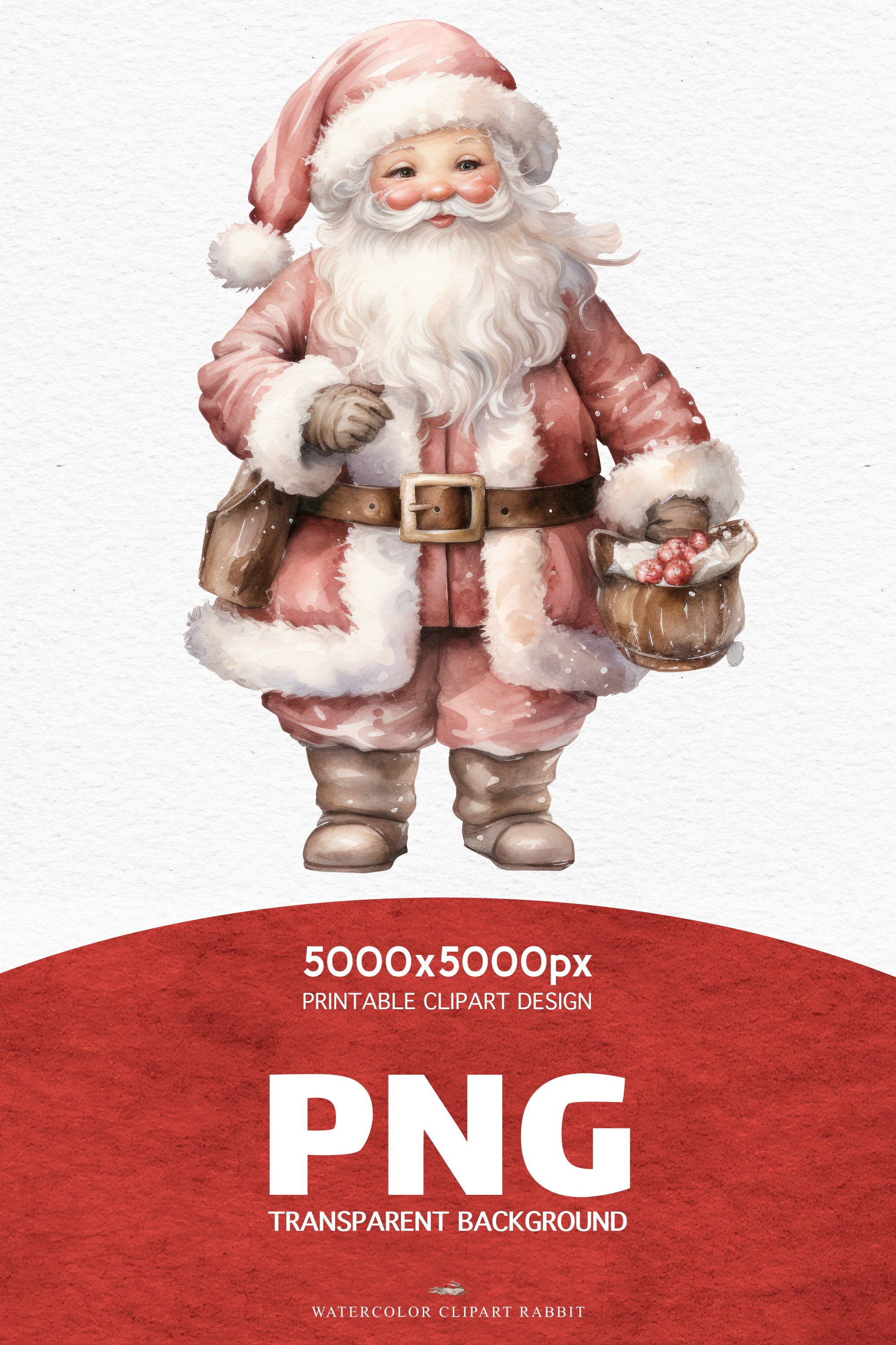 Pink Christmas Santa Claus Winter Clipart PNG Scrapbooking