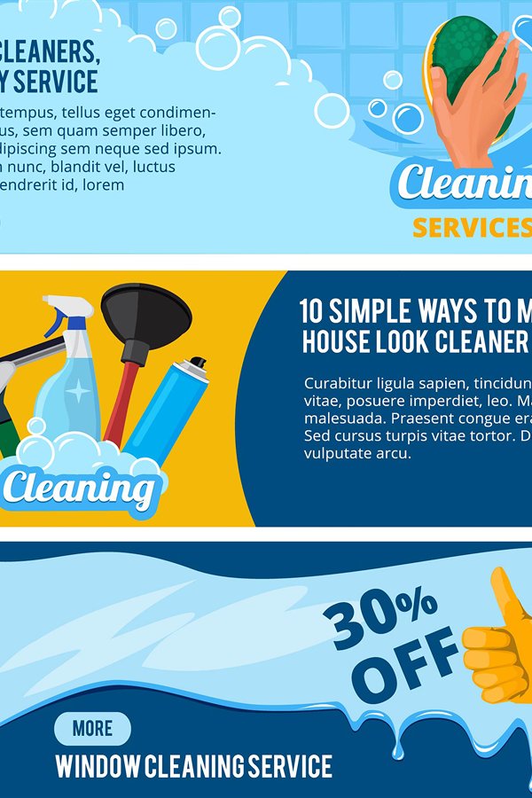 Banners set with concept illustrations of cleaning service t