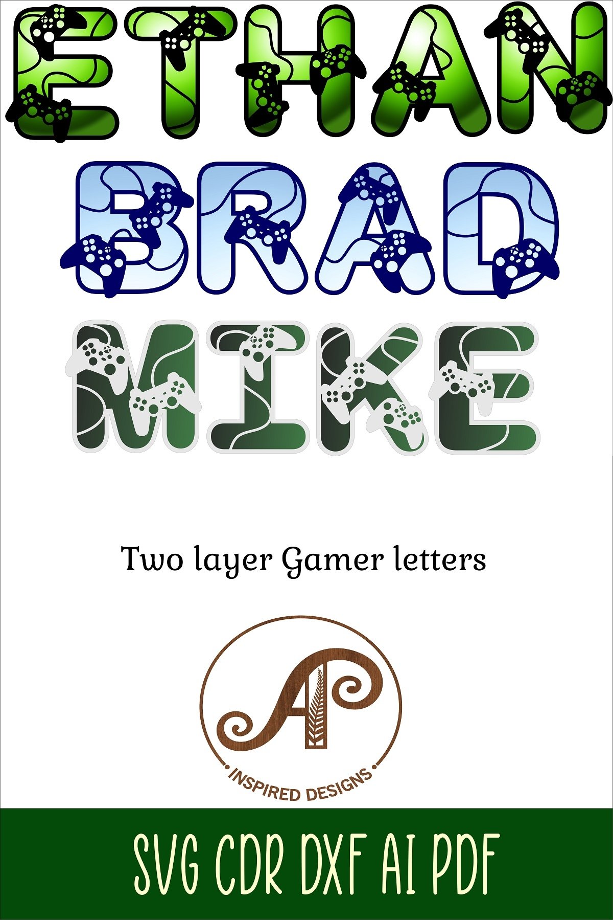 Gamer alphabet set. 2 layer letters. 44 letter