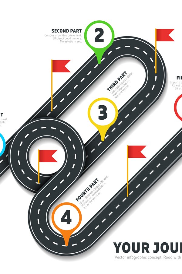 Journey road map business vector cartography infographic tem