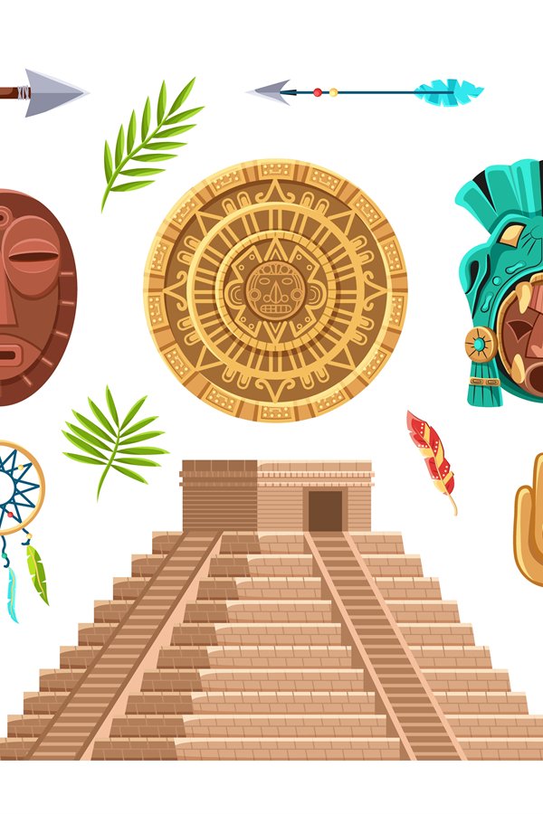 Maya civilization culture. Incas and aztec ancient art, ethn