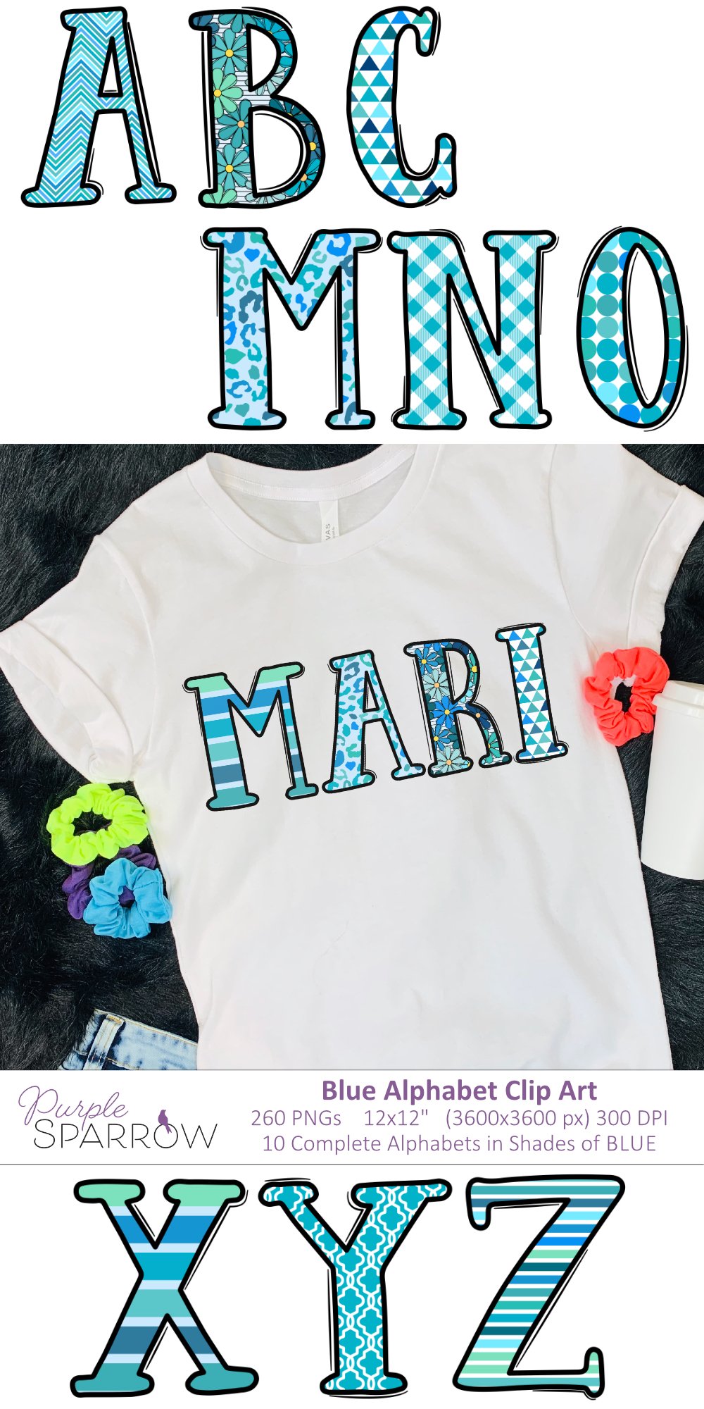 Blue Alphabet Clip Art Bundle | 260 PNG Files