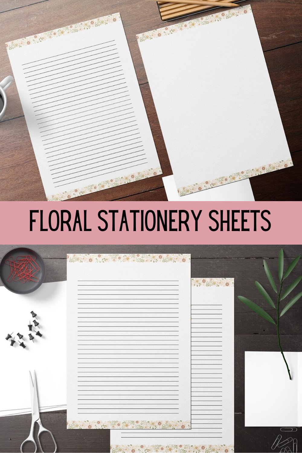 Watercolor Floral Borders, Stationery Journaling (2524118)