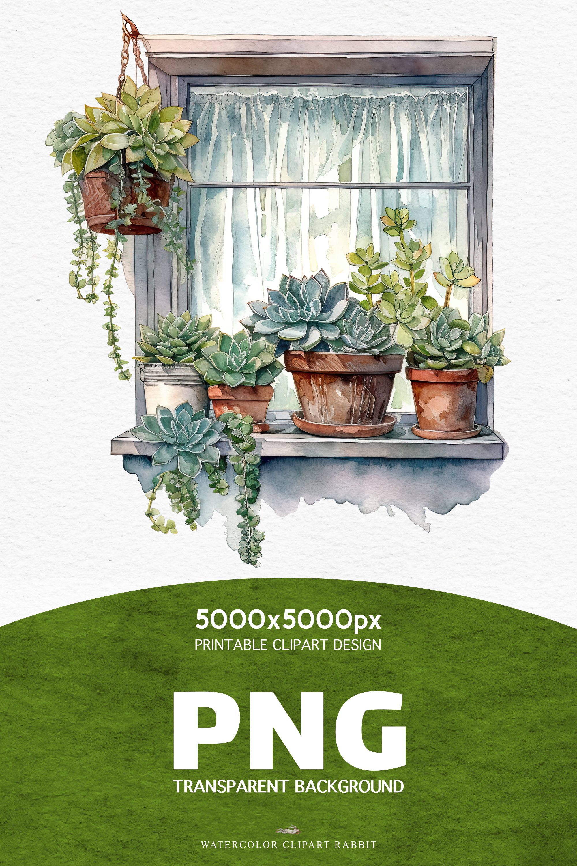 Floral Window Flowers Clipart PNG Scrapbooking Nursery Art