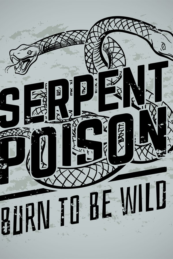 Gothic poster with viper snake. Vintage tattoo or t-shirt ve