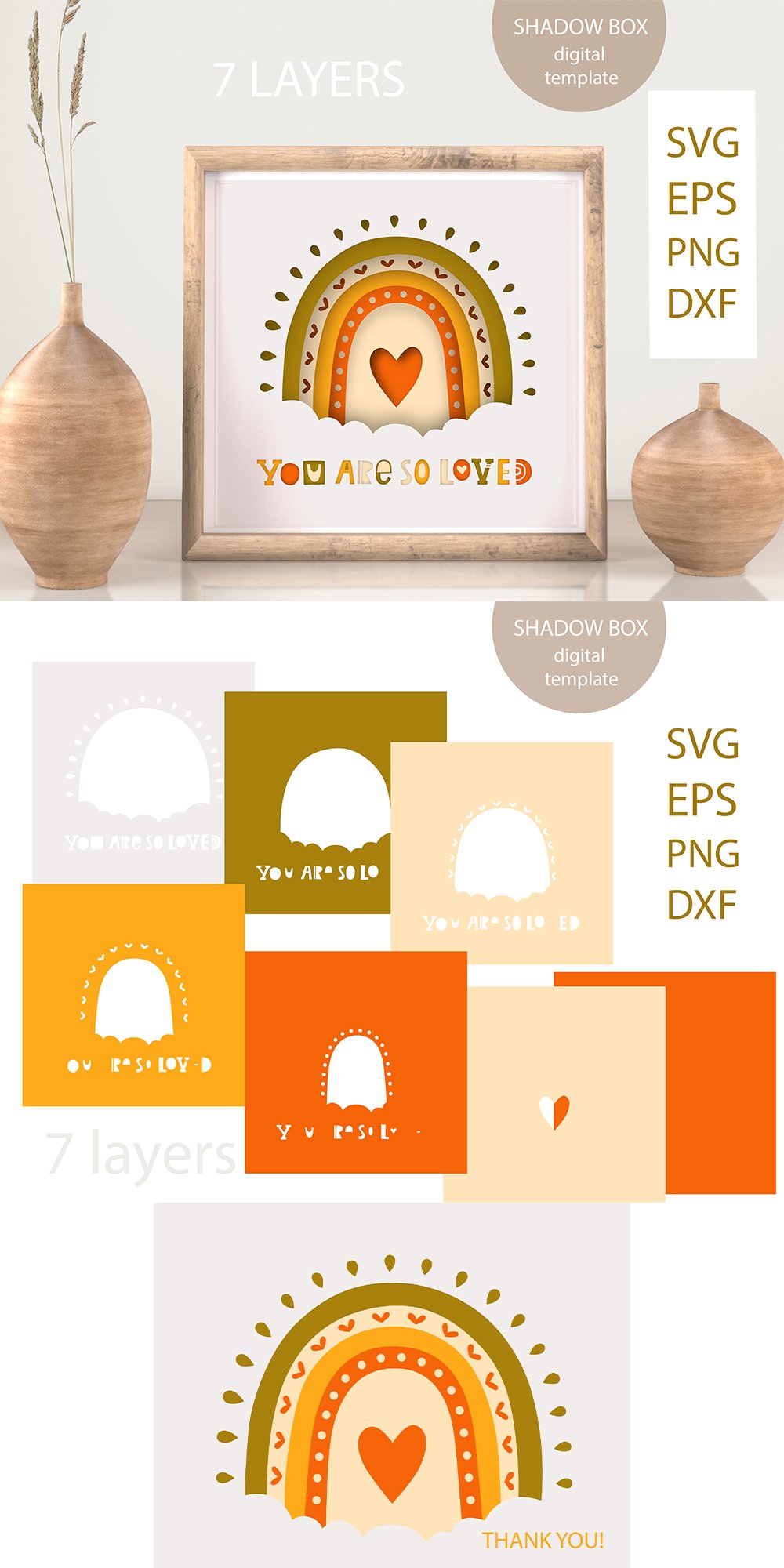 3d Boho Rainbow Shadow Box,Nursery Rainbow (2175673)