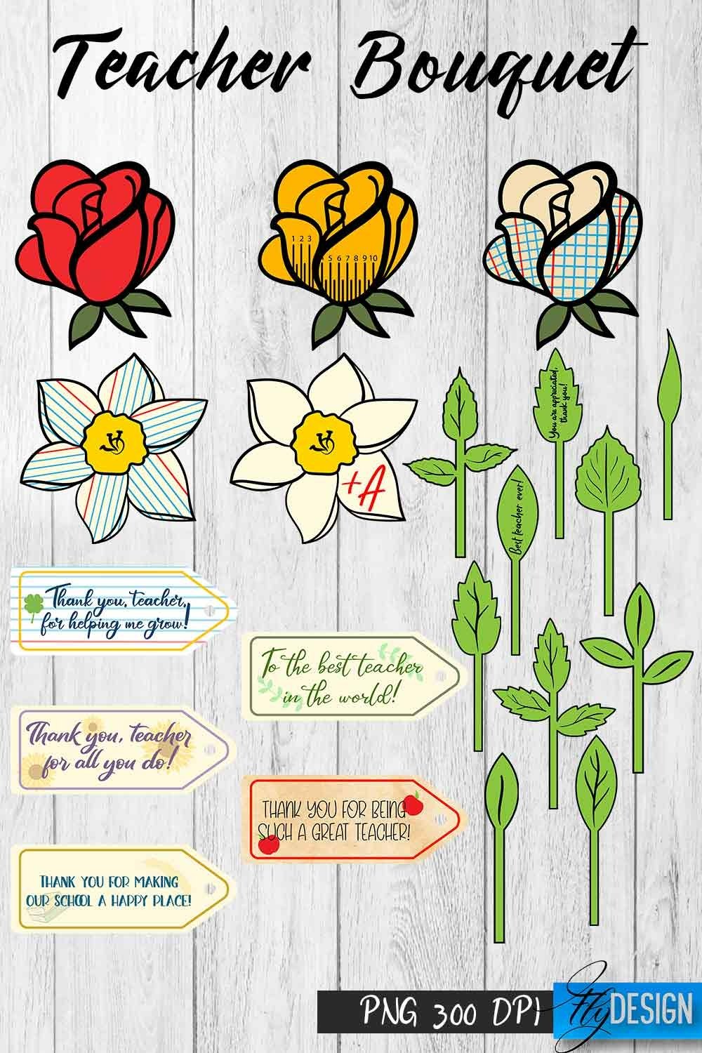 Teacher Bouquet PNG | Printable Flowers for Teachers Gift
