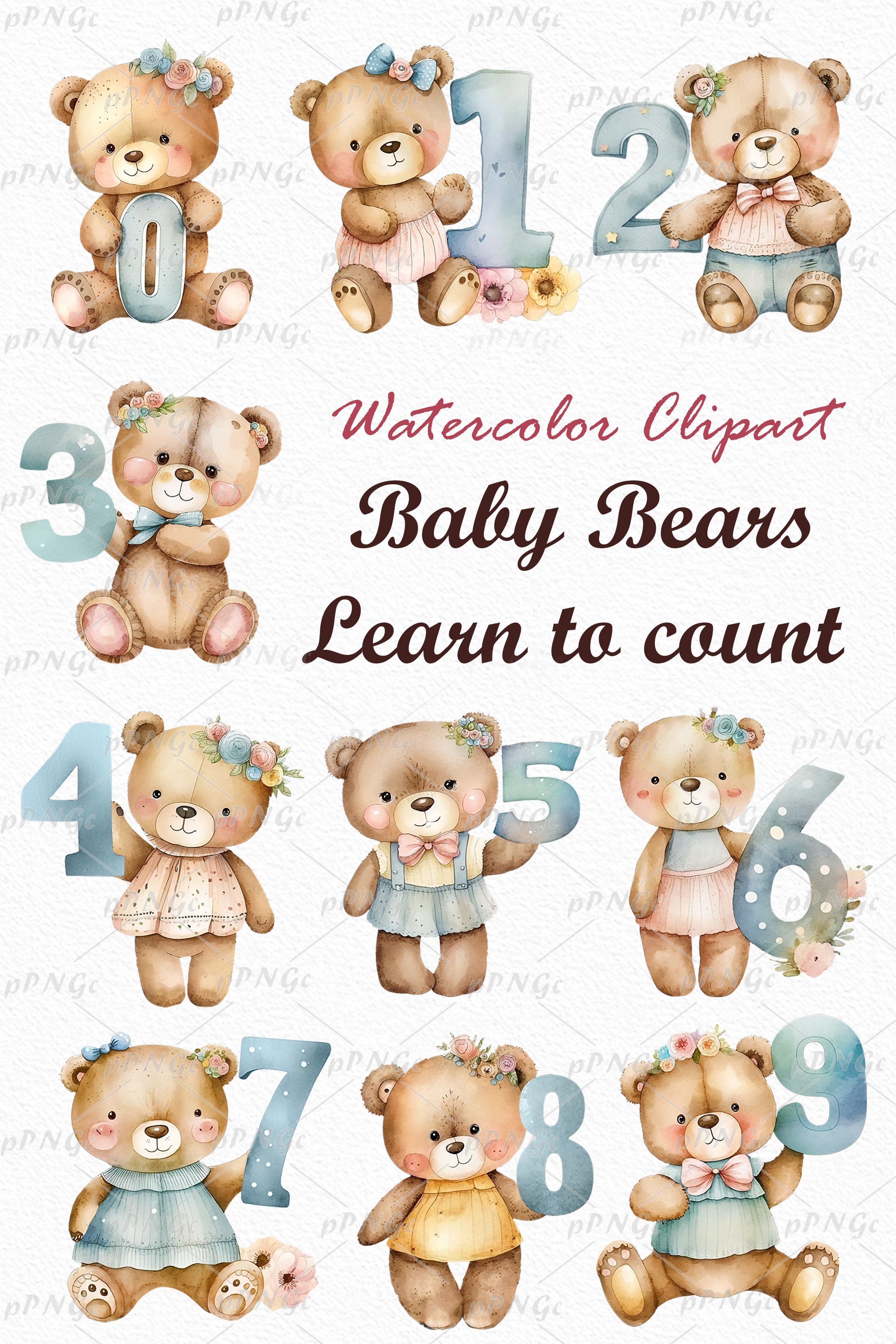 Baby bears learn to count clipart