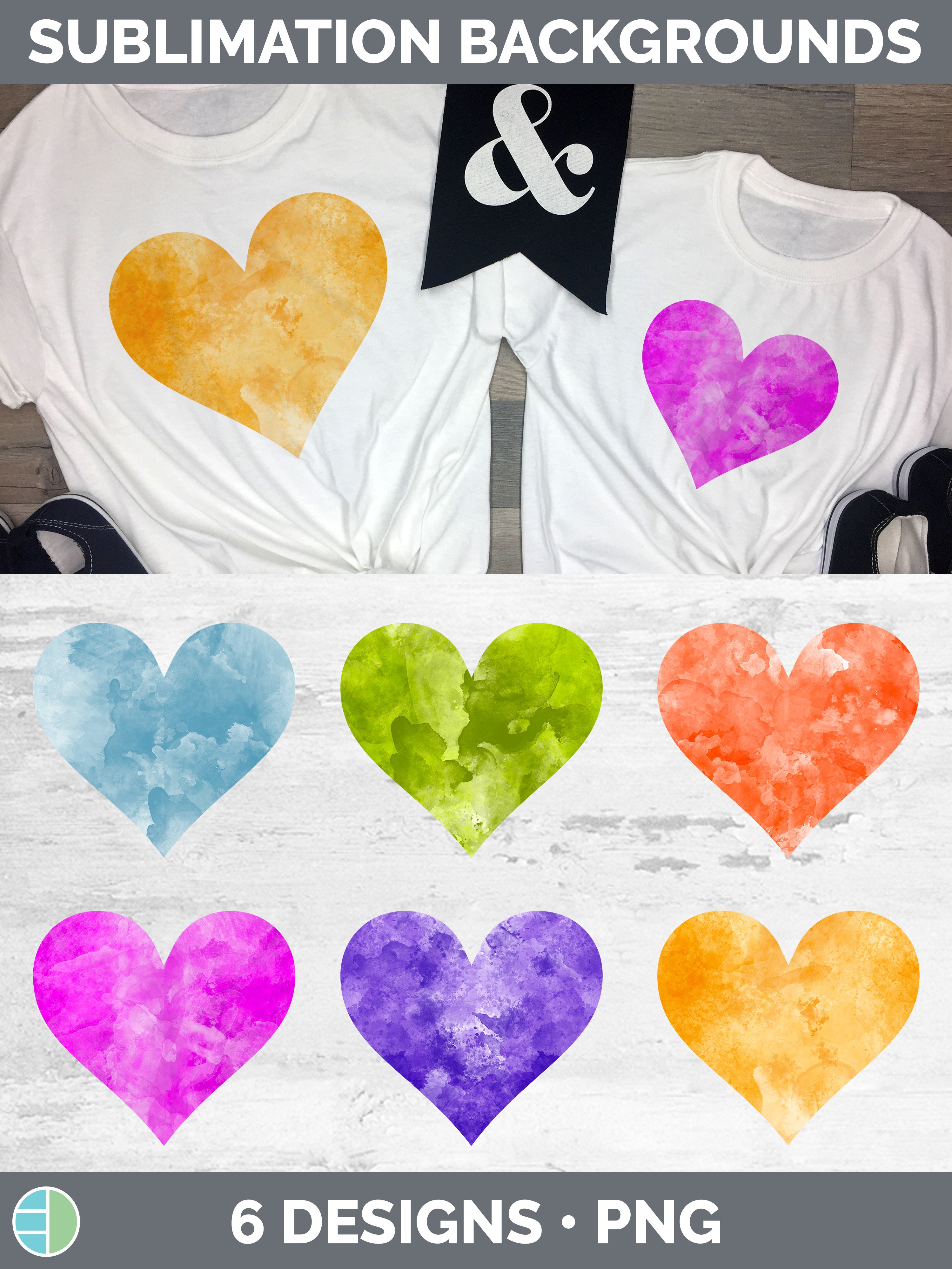 Watercolor Hearts Clipart | Sublimation Designs