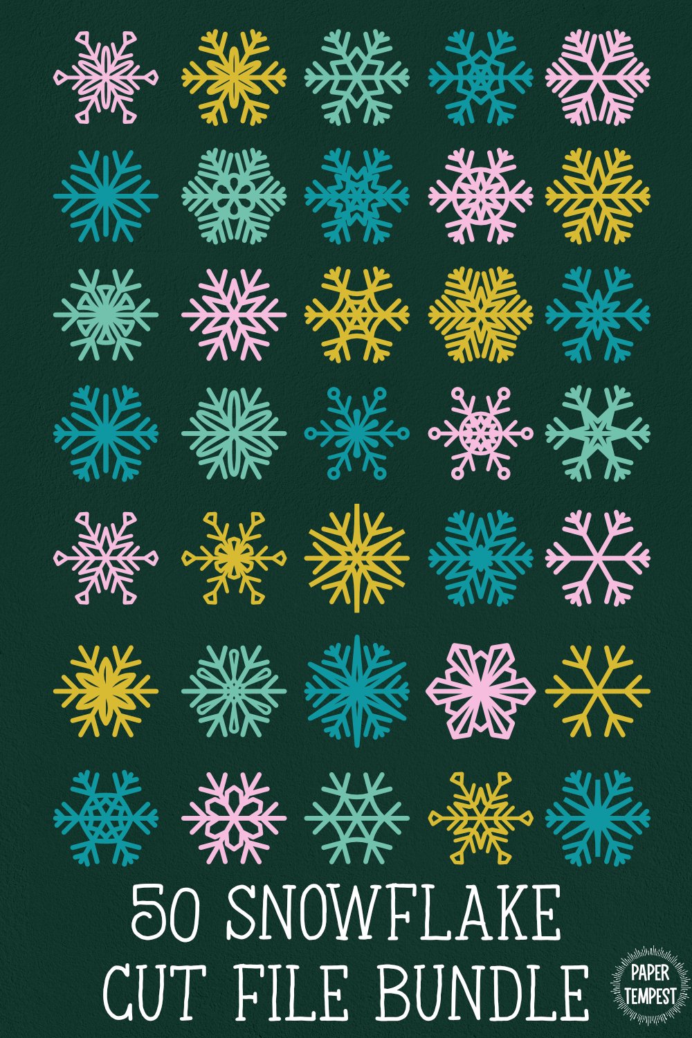Retro Snowflake Bundle - 50 SVG Bundle (2202365)