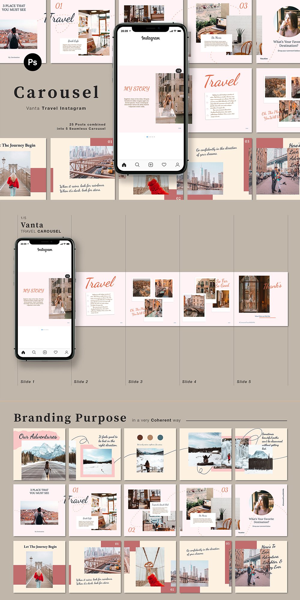 Travel Carousel Instagram Vanta | PSD