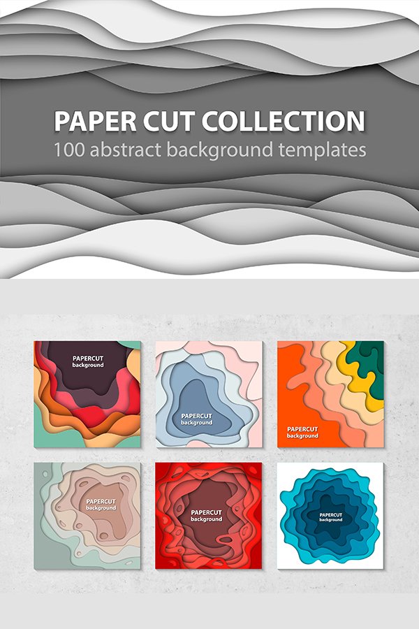 Bundle of 100 paper cut backgrounds (172428)