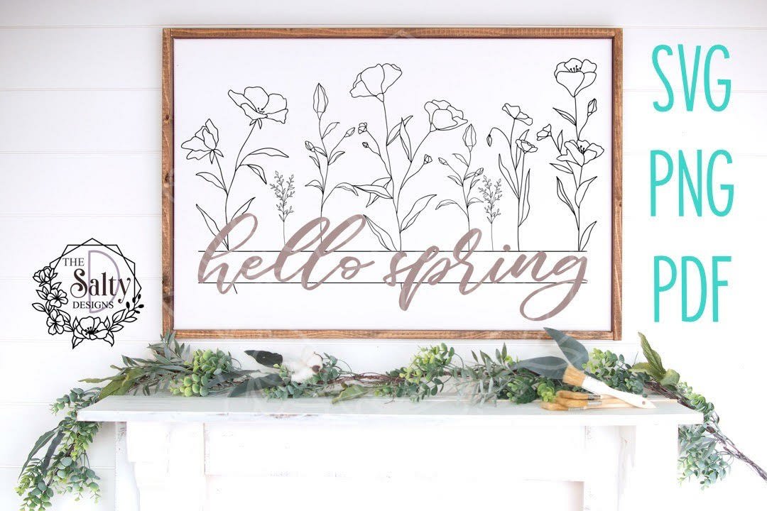 Hello Spring SVG | Spring SVG | Floral SVG