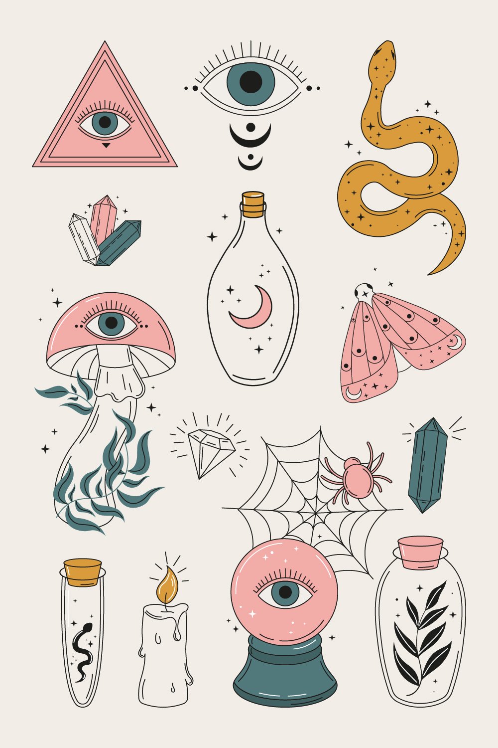 Vector Magic Witchcraft Elements Set (2091847)