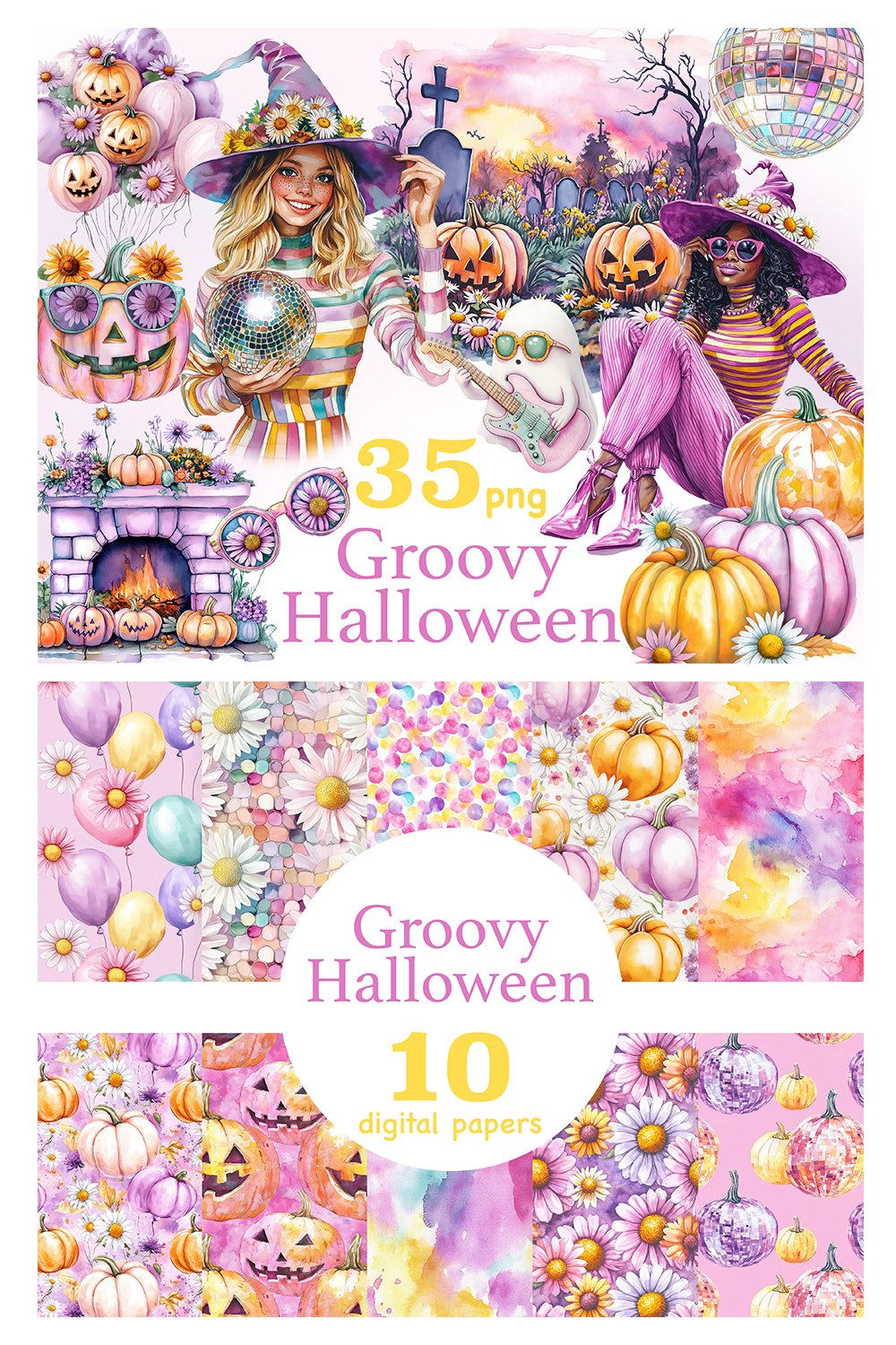 Groovy Halloween Paper | Boho Seamless Pattern