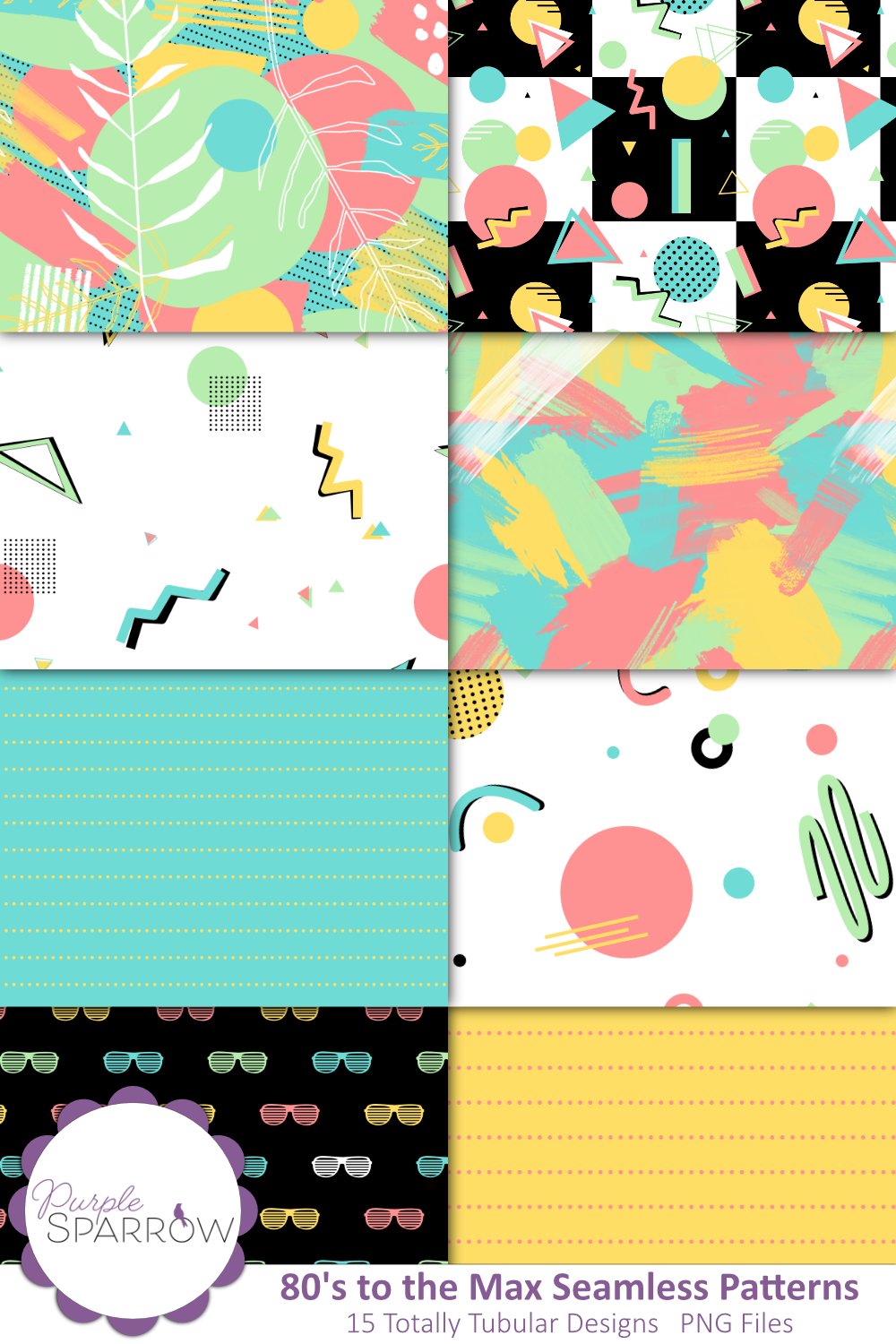 80's to the Max Seamless Repeating Pattern Collection PNG