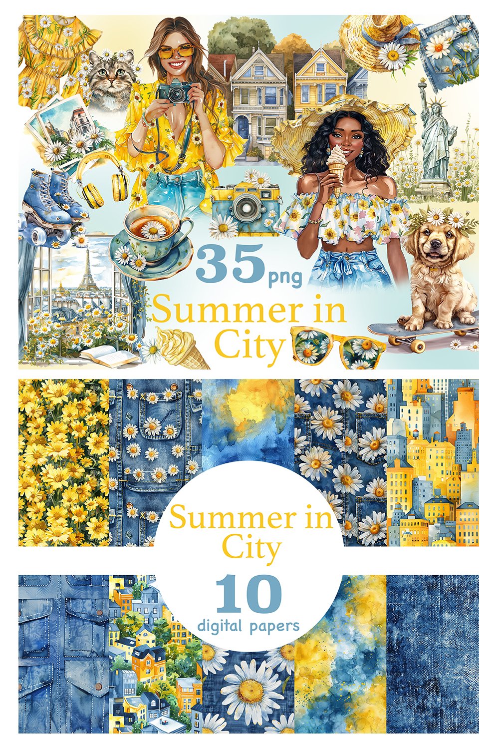 Summer In City Clipart | Daisies PNG
