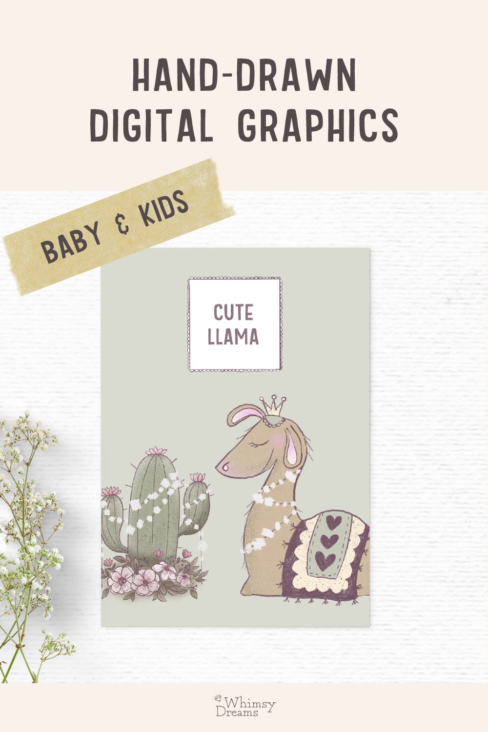 Hand-drawn cute llama clipart | Animal clipart for (624891)