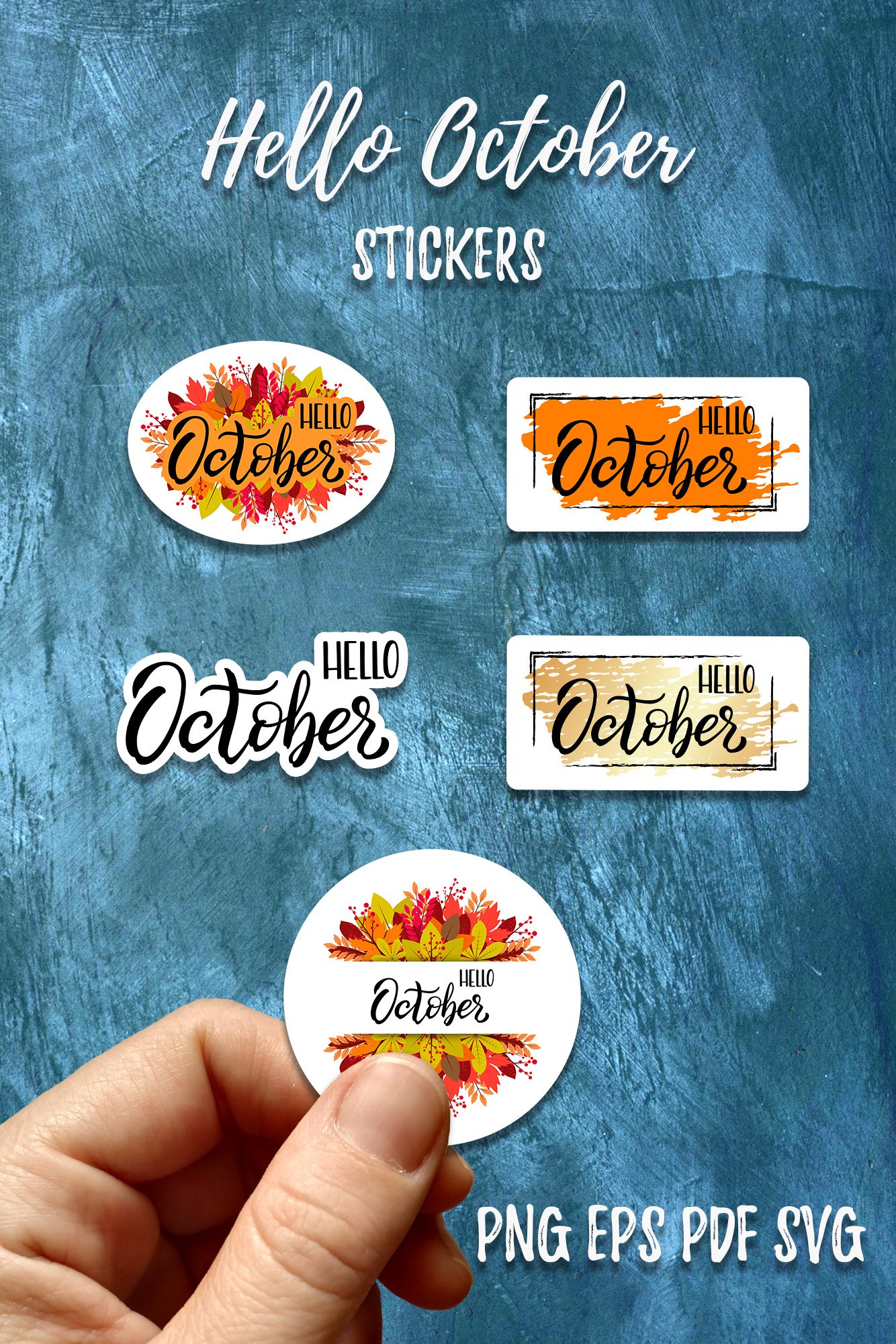 Hello October Stickers | Fall stickers | Autumn Leaves
