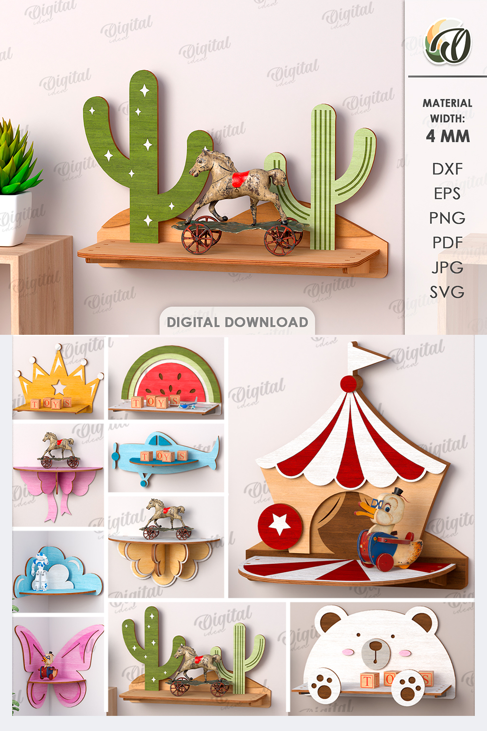 Kids Shelves Bundle Laser Cut. Kids Room Wall Decor SVG