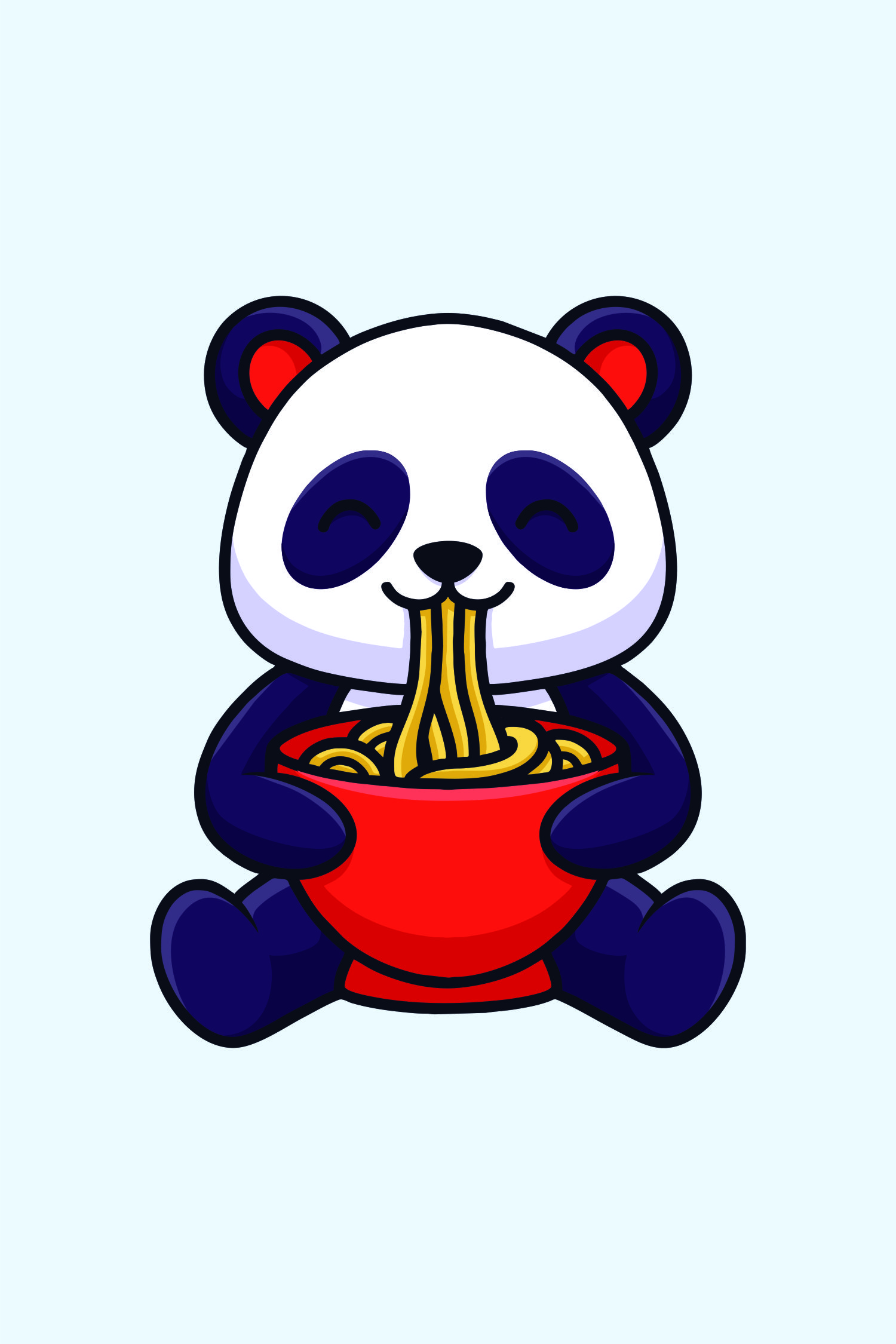 Panda Eat Ramen Vector Illustrations for T-Shirt Design
