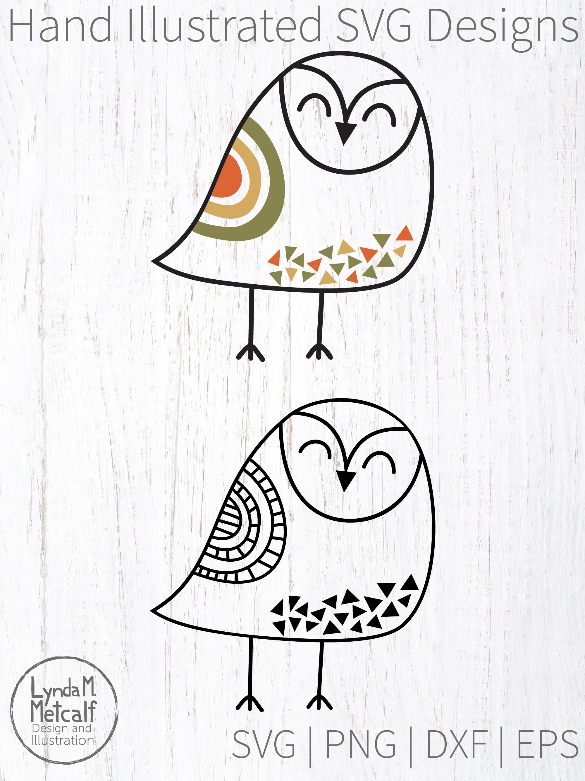 Happy Doodle Owls Svg, Woodland Birds Png