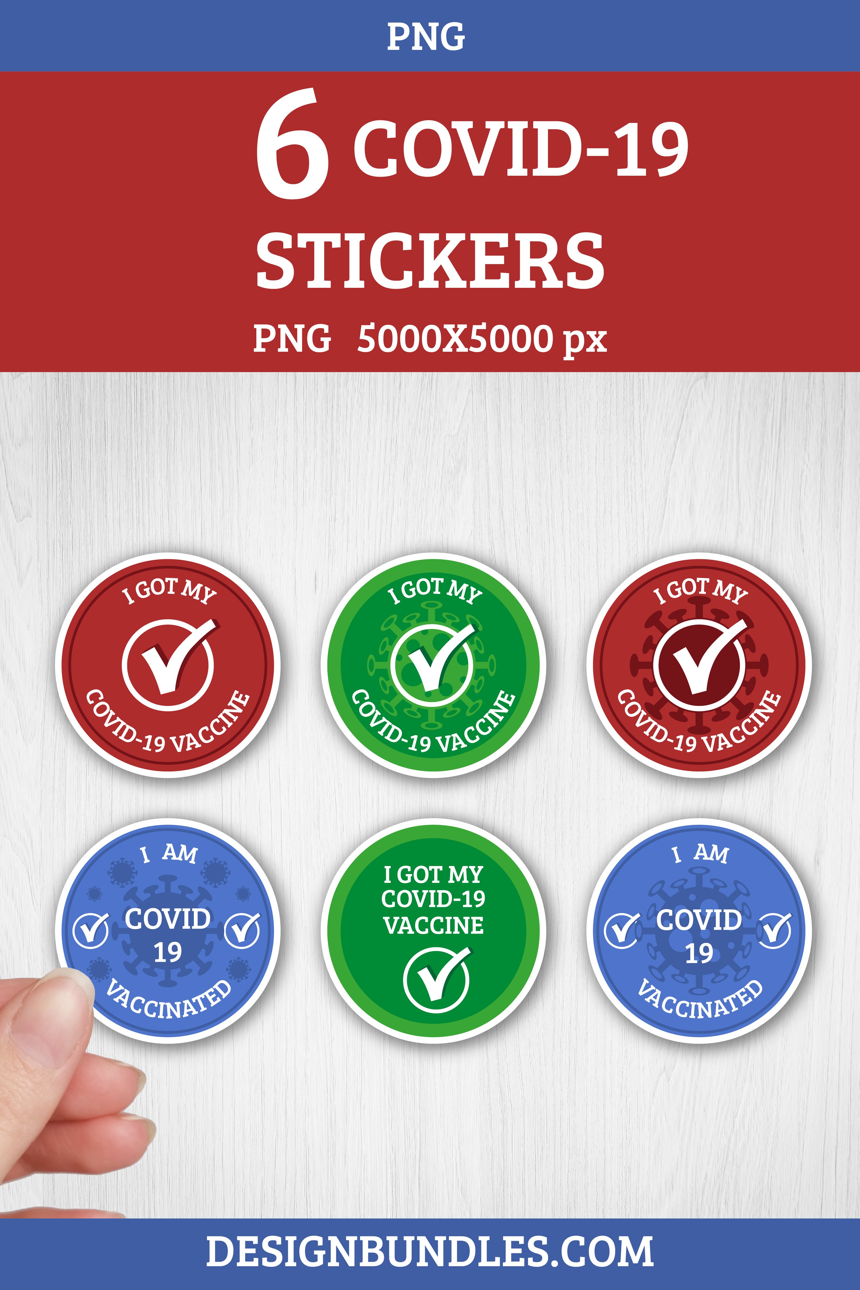 I am vaccinated Covid-19 Stickers bundle PNGs