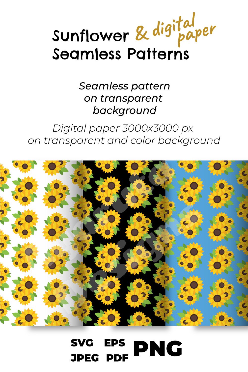 SUNFLOWER Seamless patterns and Digital papers SVG (668503)