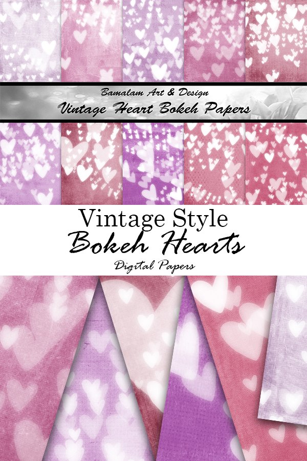 Vintage Heart Bokeh Papers