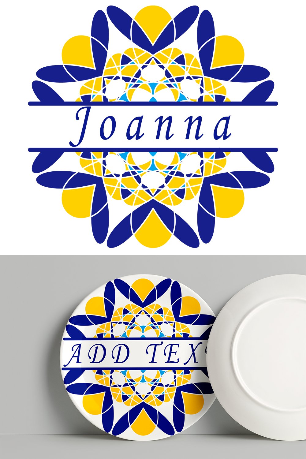 Azulejo mandala, Split monogram frame sublimation (1304527)