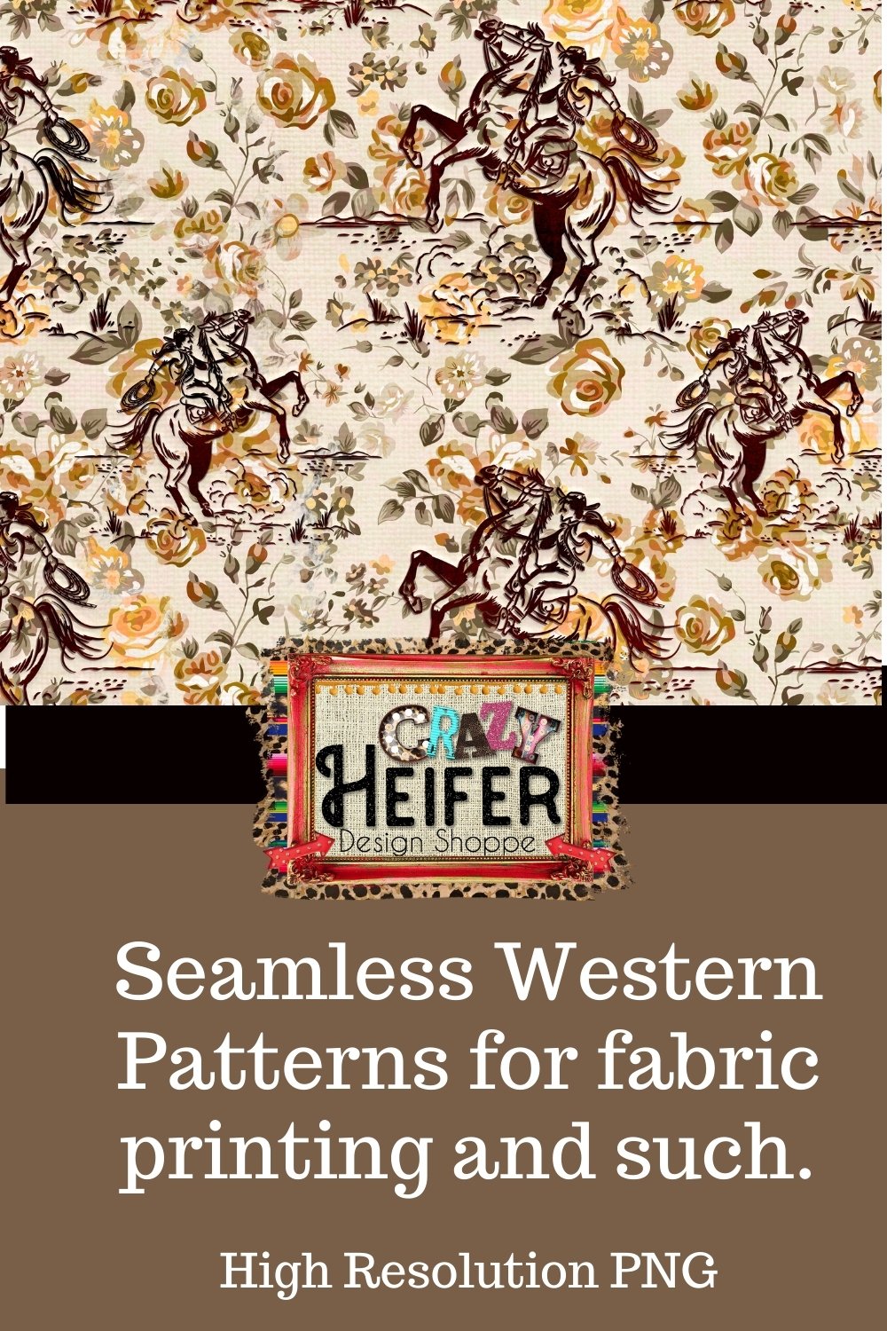 Seamless Pattern Vintage Western Cowgirl Fabric (1657095)