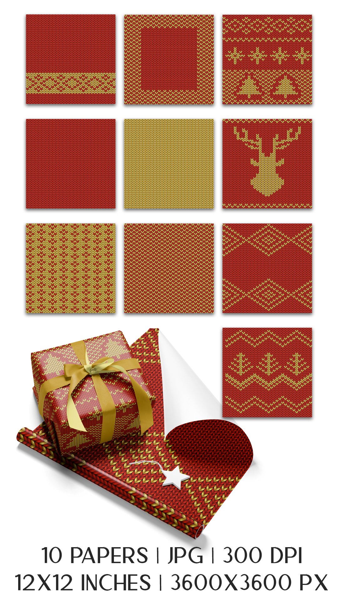 Winter paper crafts Ugly Sweater Knitting digital paper