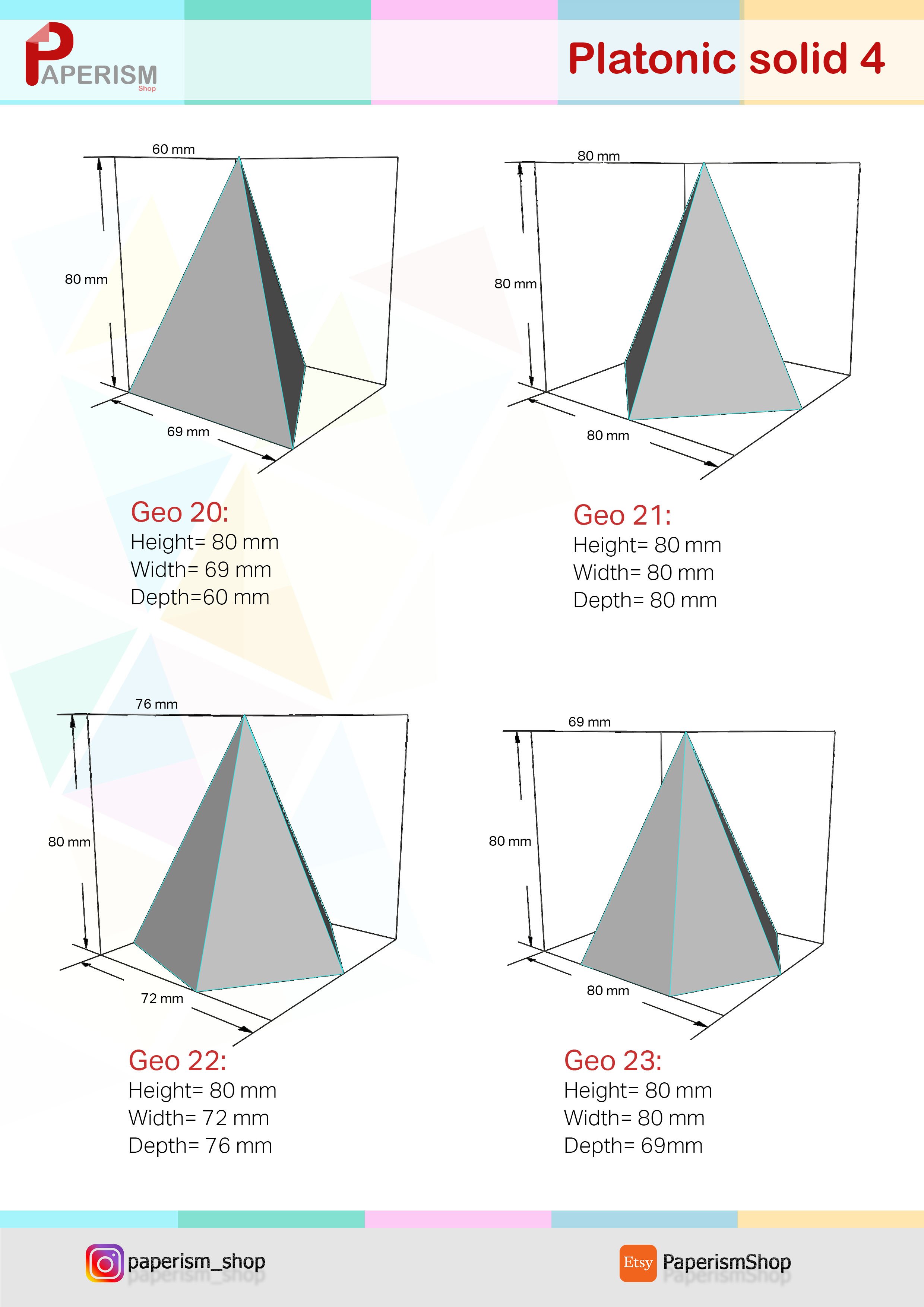 3d Platonic solid set 4, DIY Polyhedron models, (1892482)