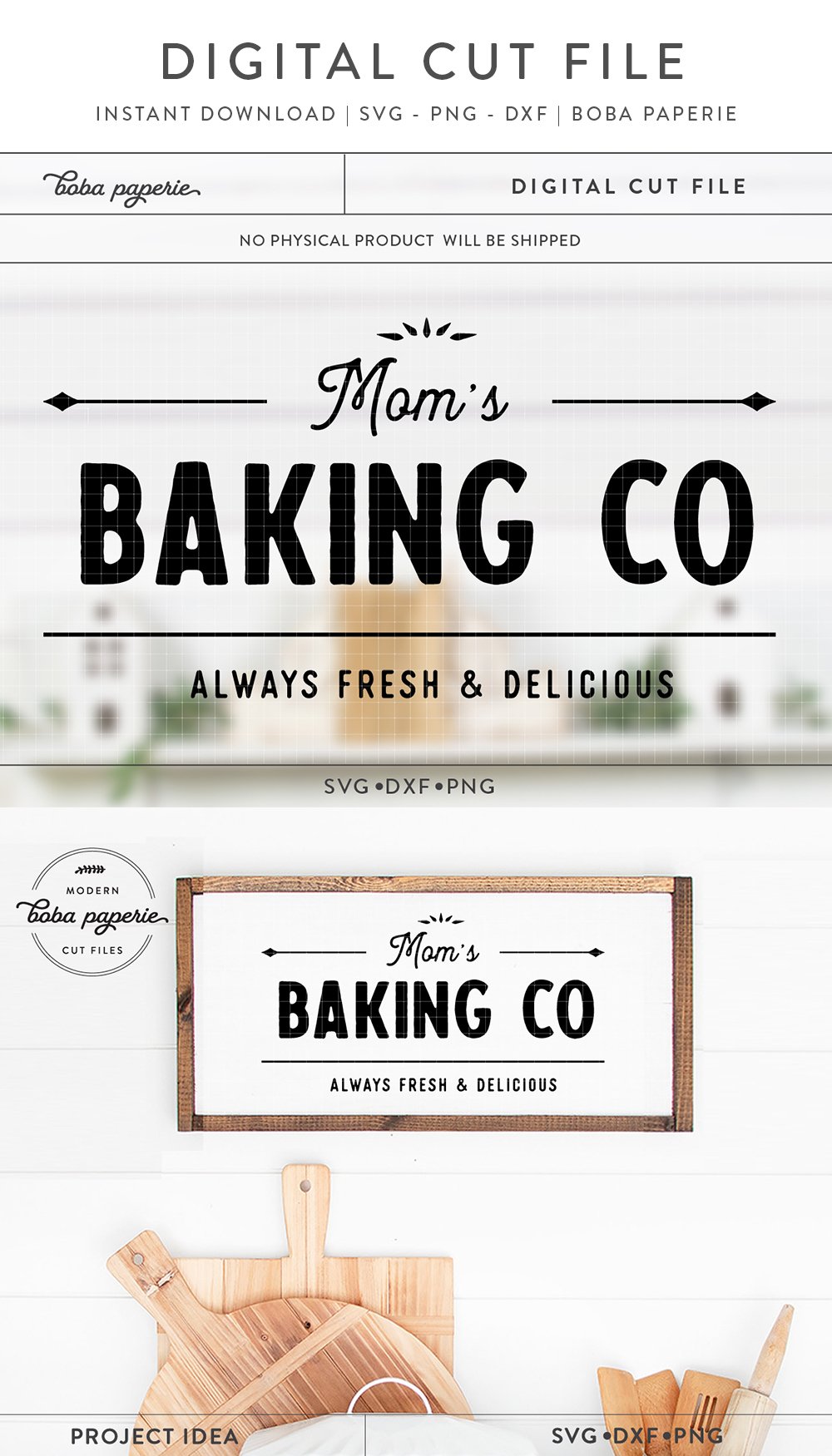 Mom's Baking Co SVG | rustic kitchen decor | mothers day