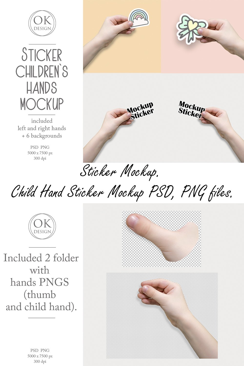 Sticker Mockup. Child Hand Sticker Mockup PSD, PNG (1358722)