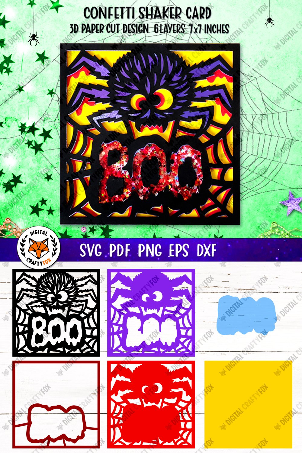 Halloween Spider Card Confetti Shaker, 3D Halloween Card