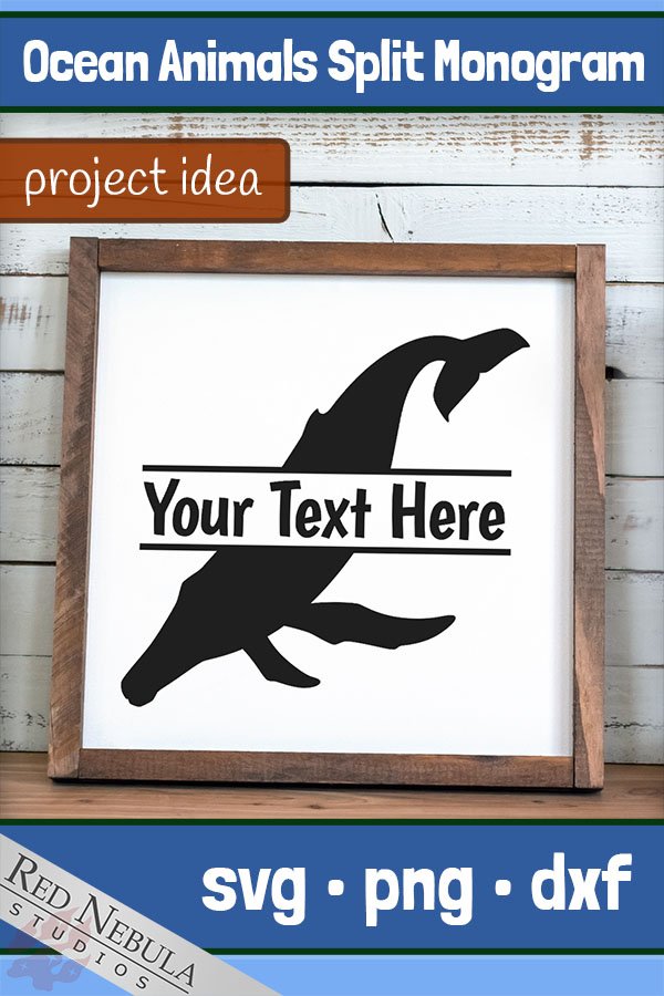 Humpback Whale Split Monogram SVG, PNG, & DXF | Ocean Animal