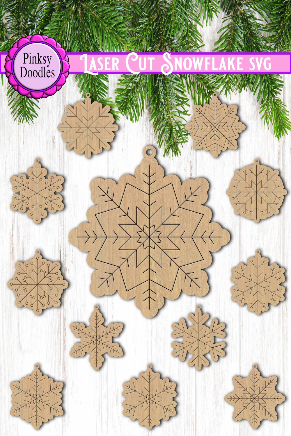 12 Snowflake bauble laser cut files svg format
