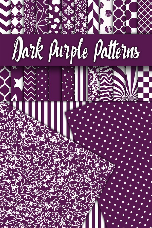 Dark Purple Patterns Digital Paper