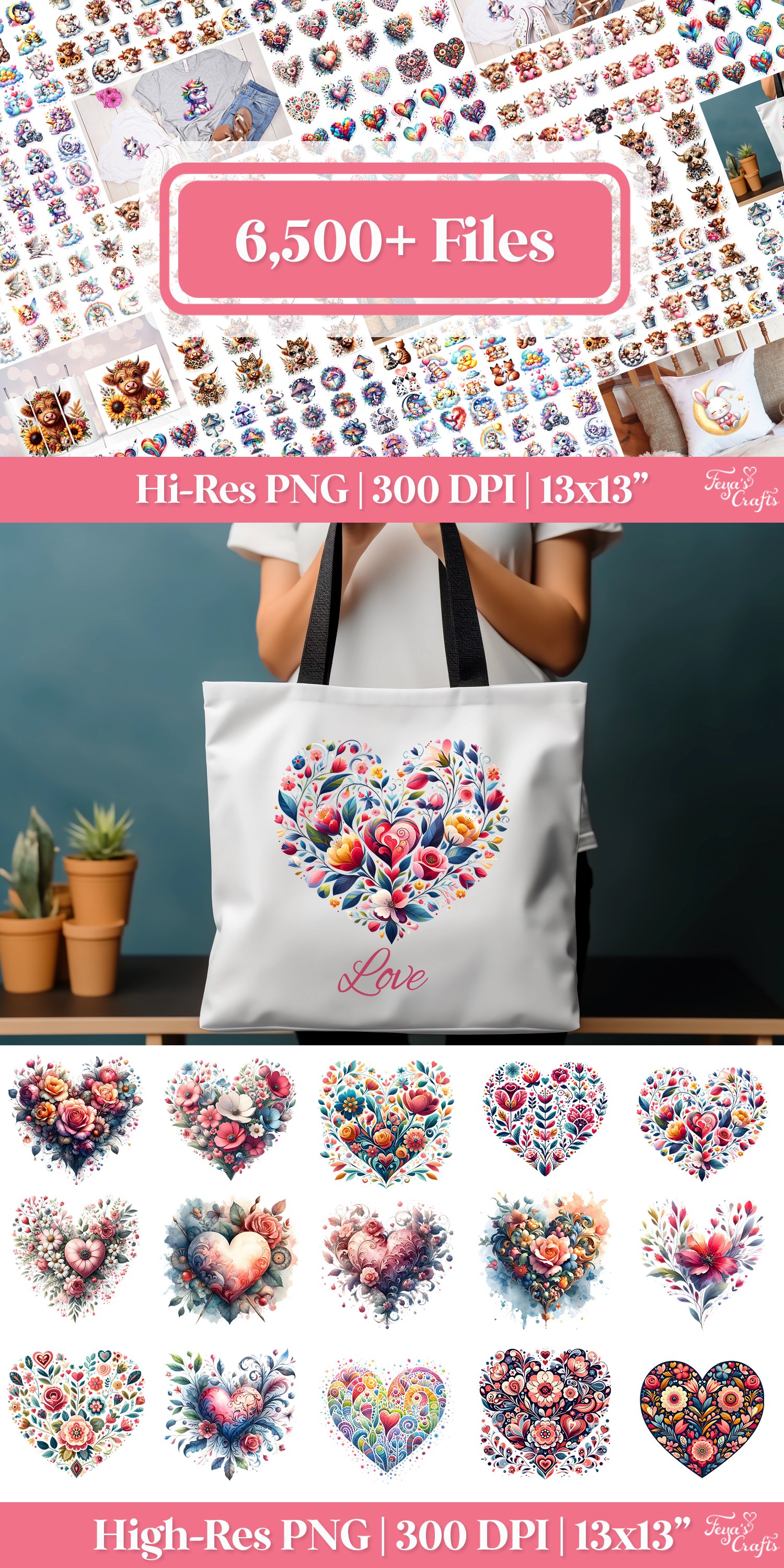 6,500 High-Res PNG Sublimation Files Super Bundle