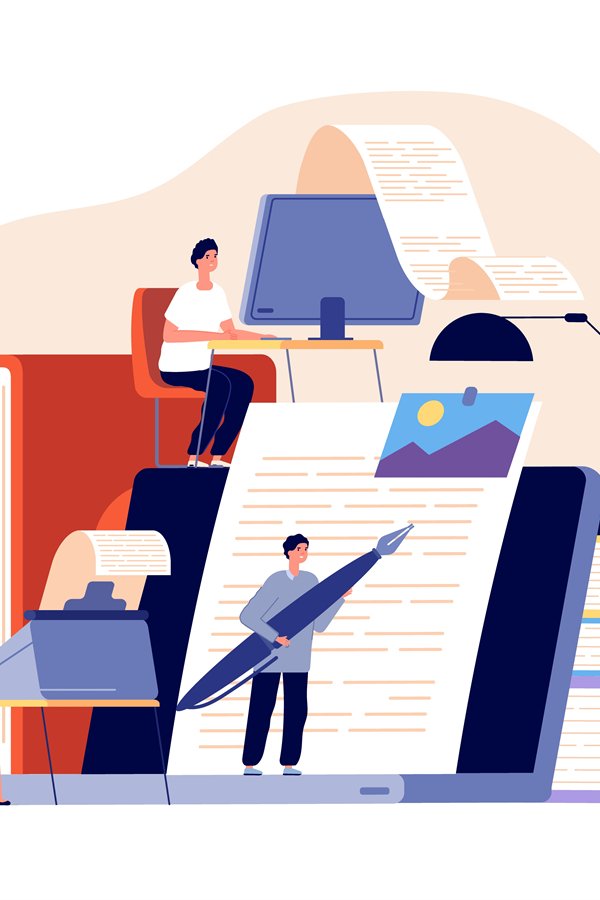 Creative blogging. Cartoon content managers, blog writers an