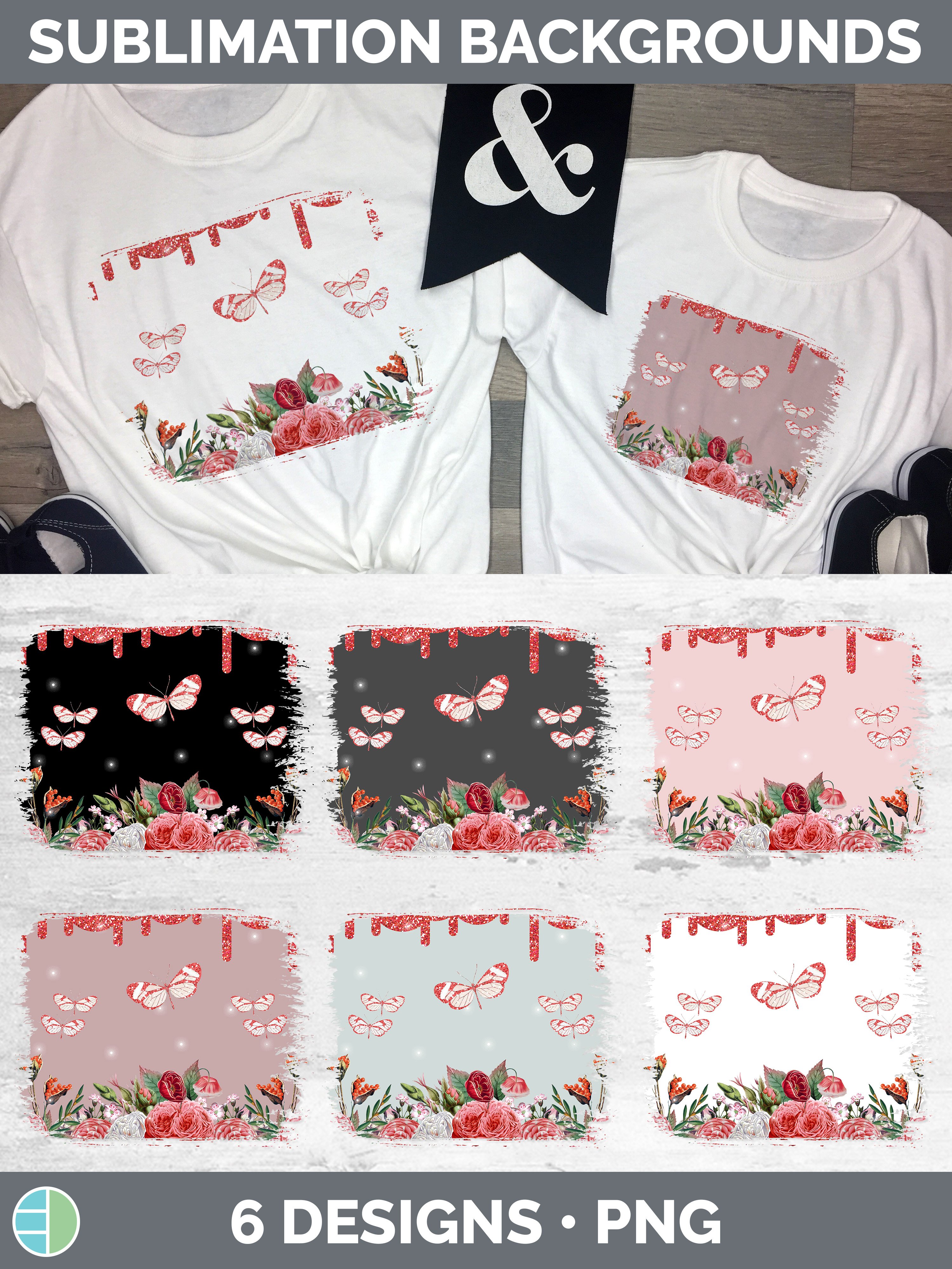 Pink Butterfly Distressed Sublimation Background Panel