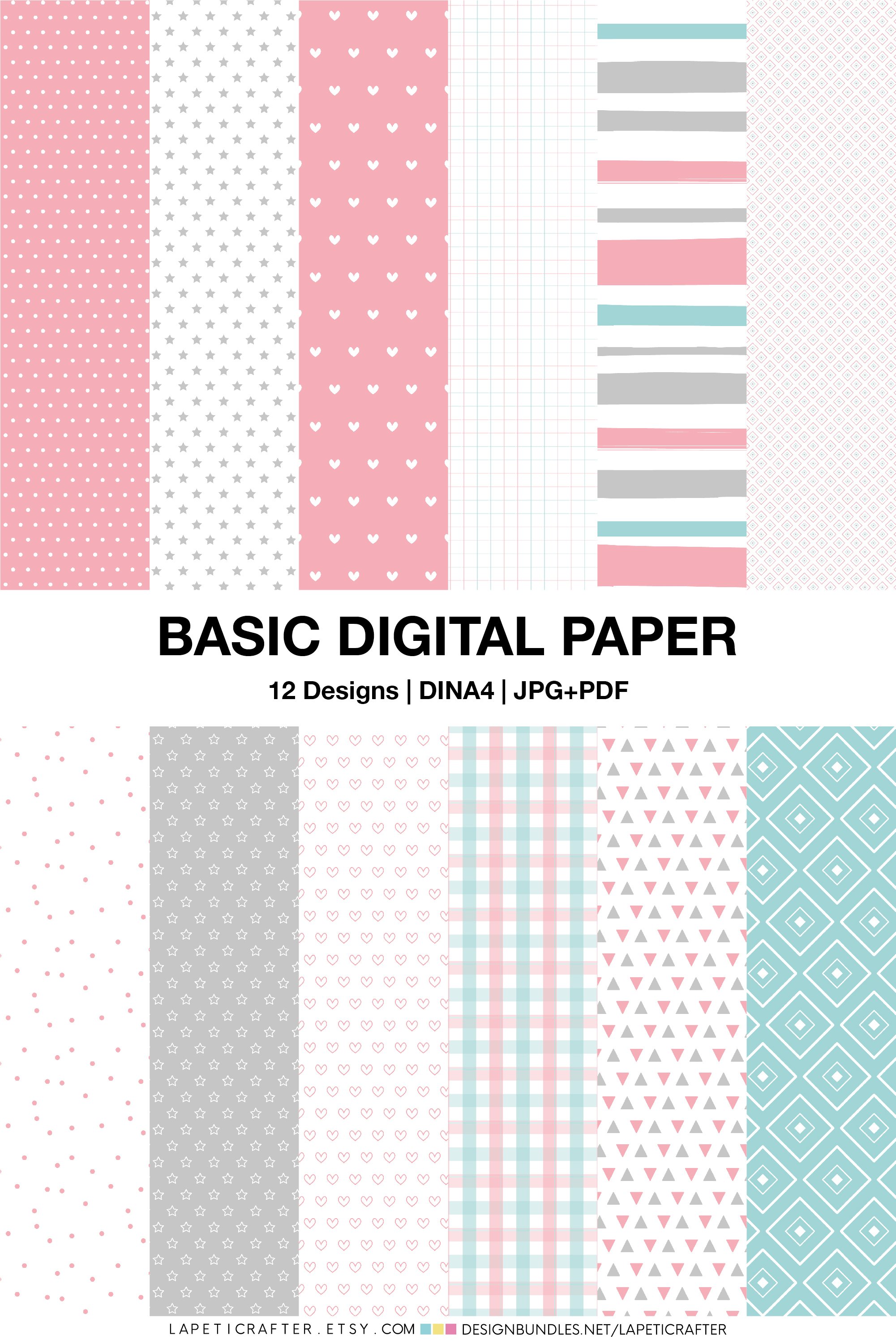 Pink Digital Paper Pack: Geometric Patterns for Crafting
