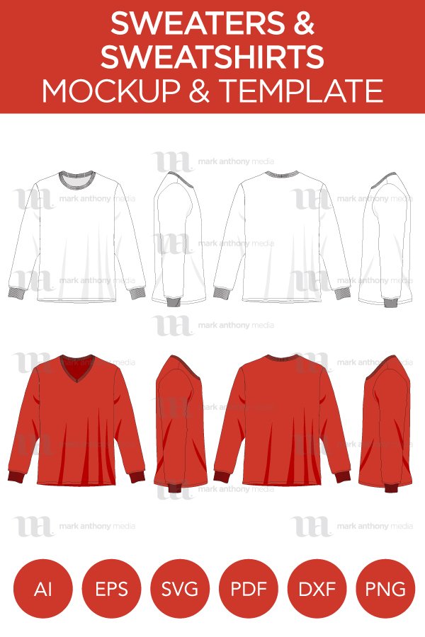 Sweatshirts & Sweaters - Vector Template Mockup